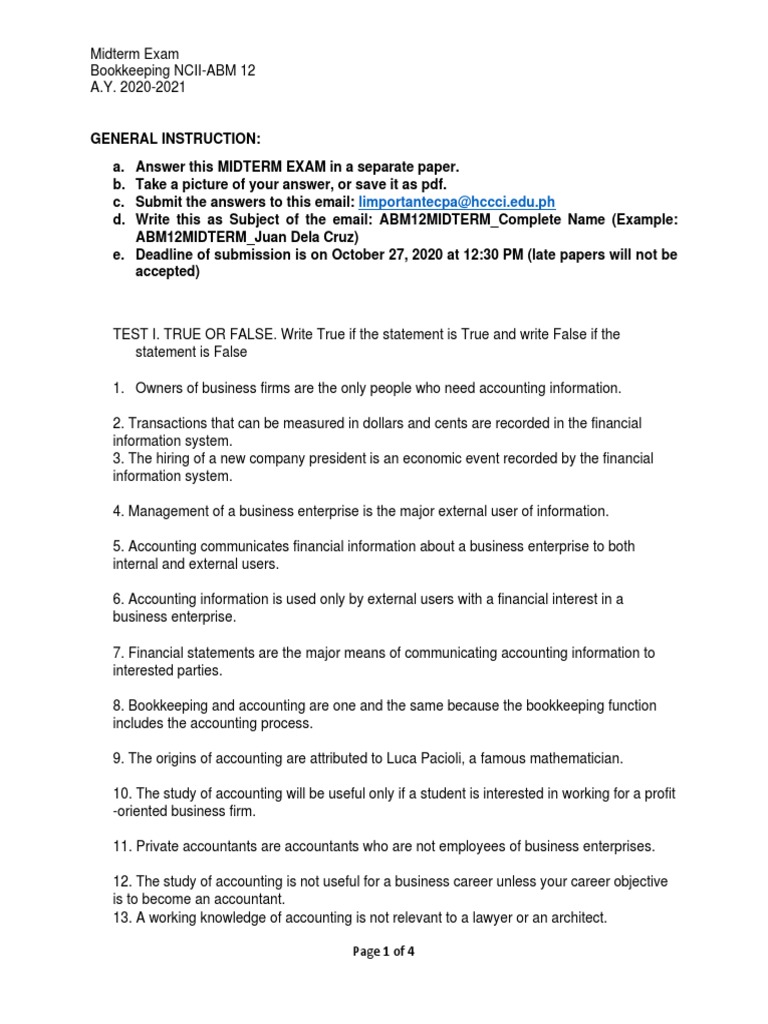 Abm-12 Midterm Exam | PDF | Accounting | Equity (Finance)