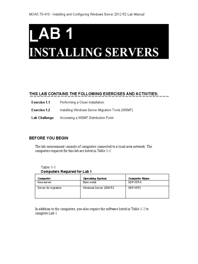 LAB 1 Installing Servers | PDF | Microsoft Windows | Operating System
