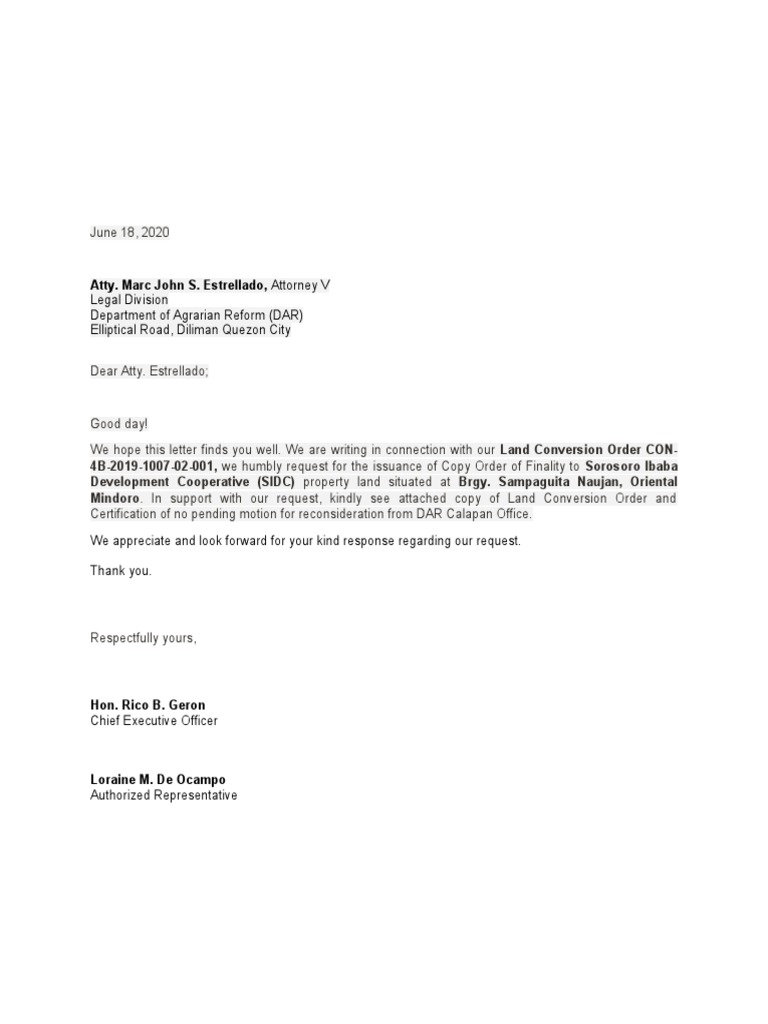 Letter Dar | PDF
