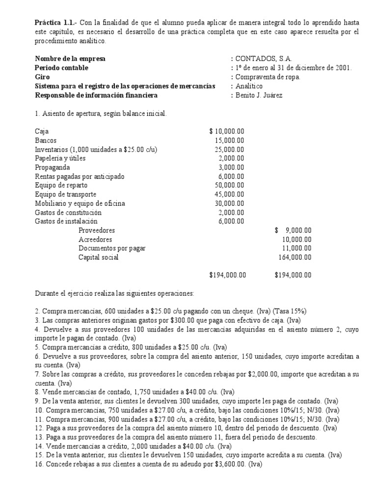 00 Práctica Contabilidad 1 2020-1 (Contados) | PDF | Contabilidad | Bancos