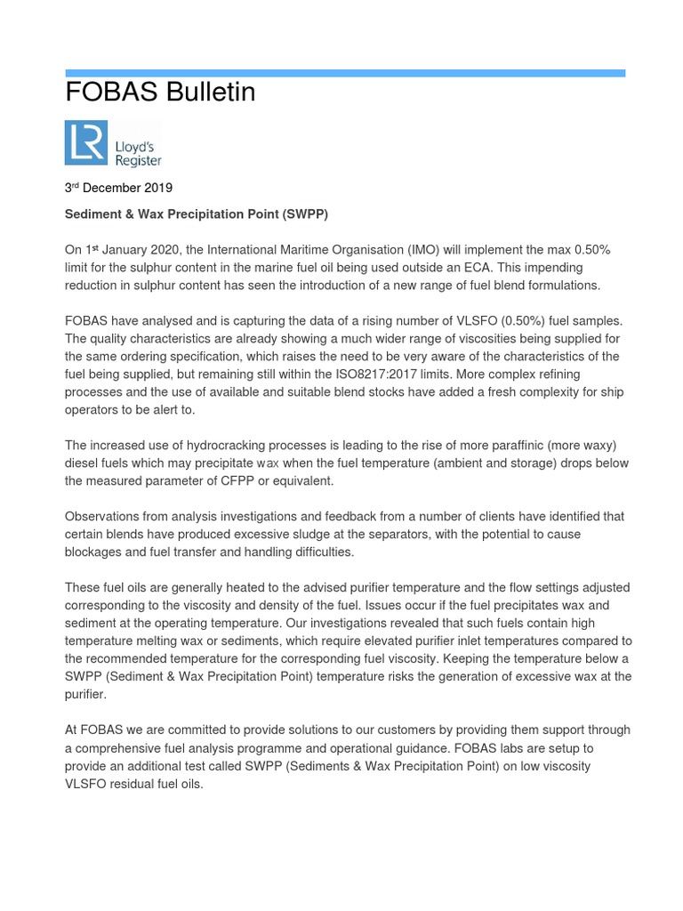 FOBAS Bulletin: 3 December 2019 | PDF | Fuel Oil | Legal Liability