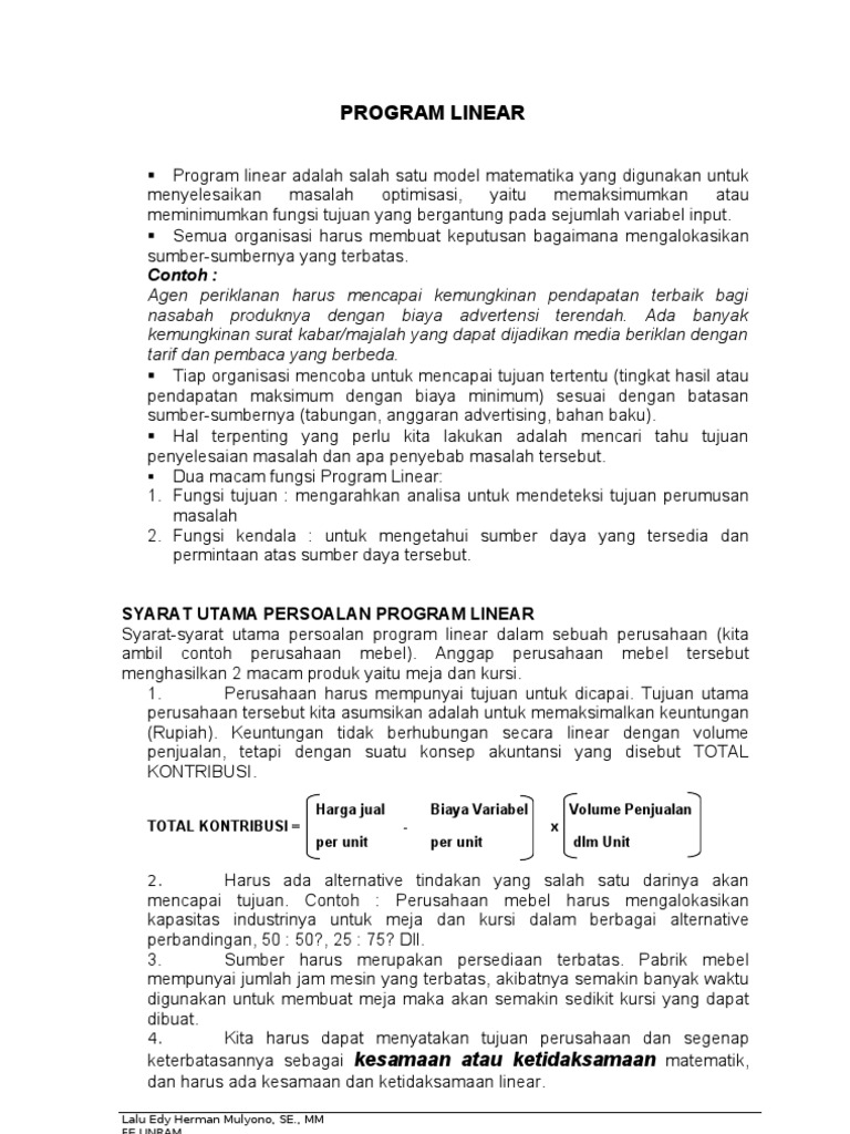 Program Linear Dan Metode Simplex | PDF