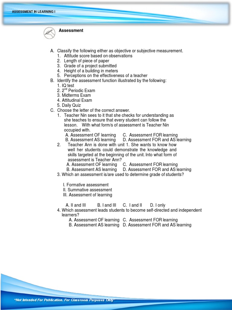 Assessment Module 1 Unit 1 | PDF | Educational Assessment | Statistics ...