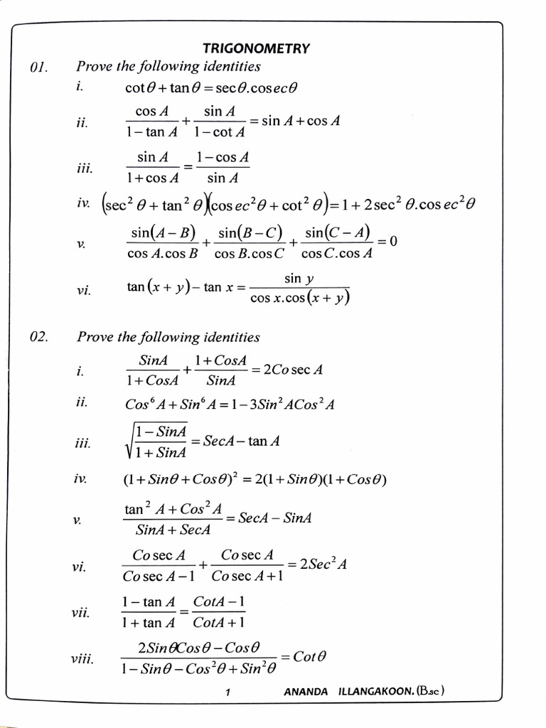 (Sec Tan Xcos Cot 2sec: Trigonometry | PDF | Trigonometric Functions | Space