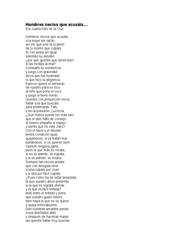 Hombres Necios Que Acusáis | PDF | Renacimiento | Amor