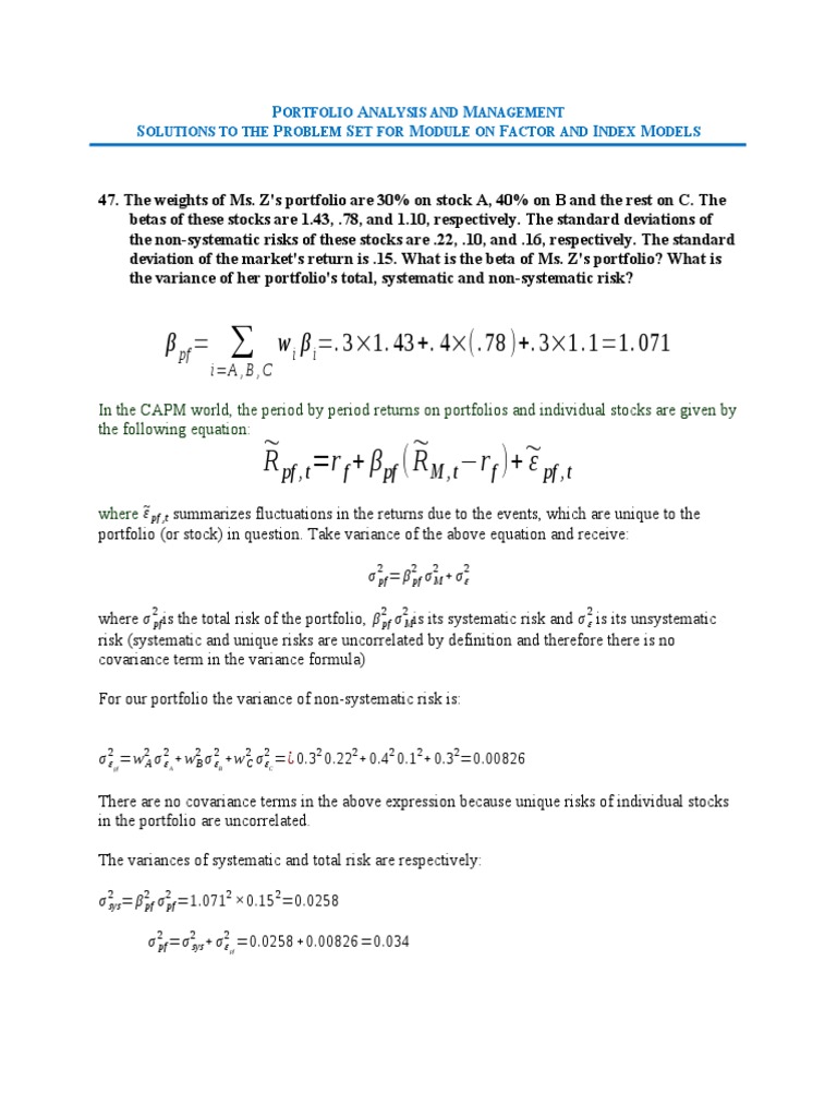 M 6 Problem Set Solutions | PDF | Beta (Finance) | Financial Economics
