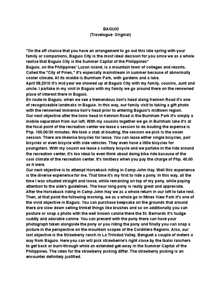 Travelogue Example | PDF