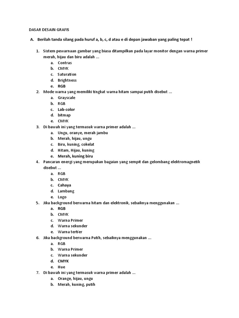 Soal UTS Desain Grafis X | PDF Soal UTS Desain Grafis X | PDF