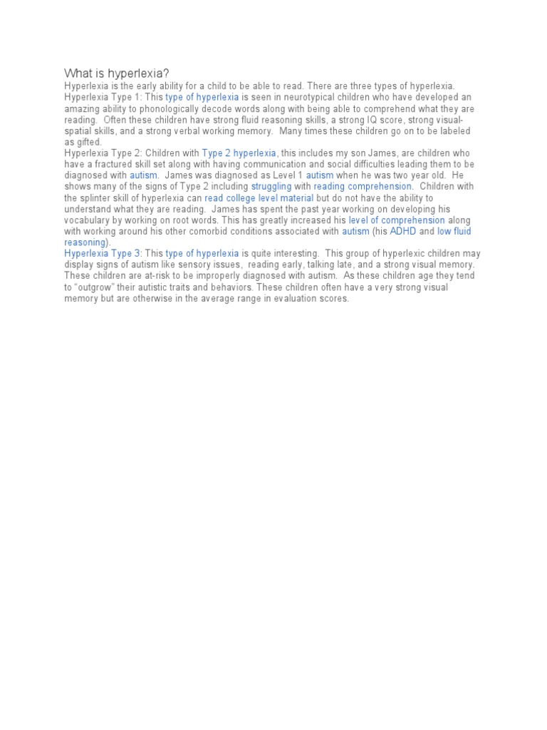 Understanding Hyperlexia Types | PDF