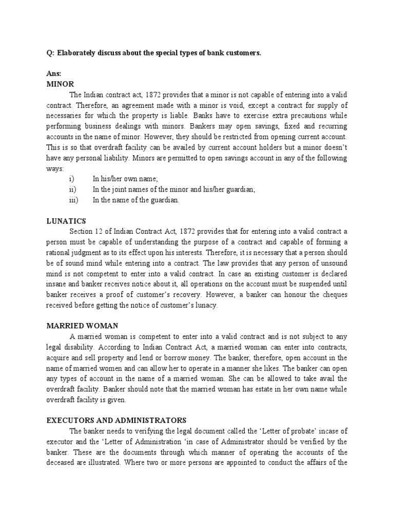 Types of Special Customers | PDF | Power Of Attorney | Banks