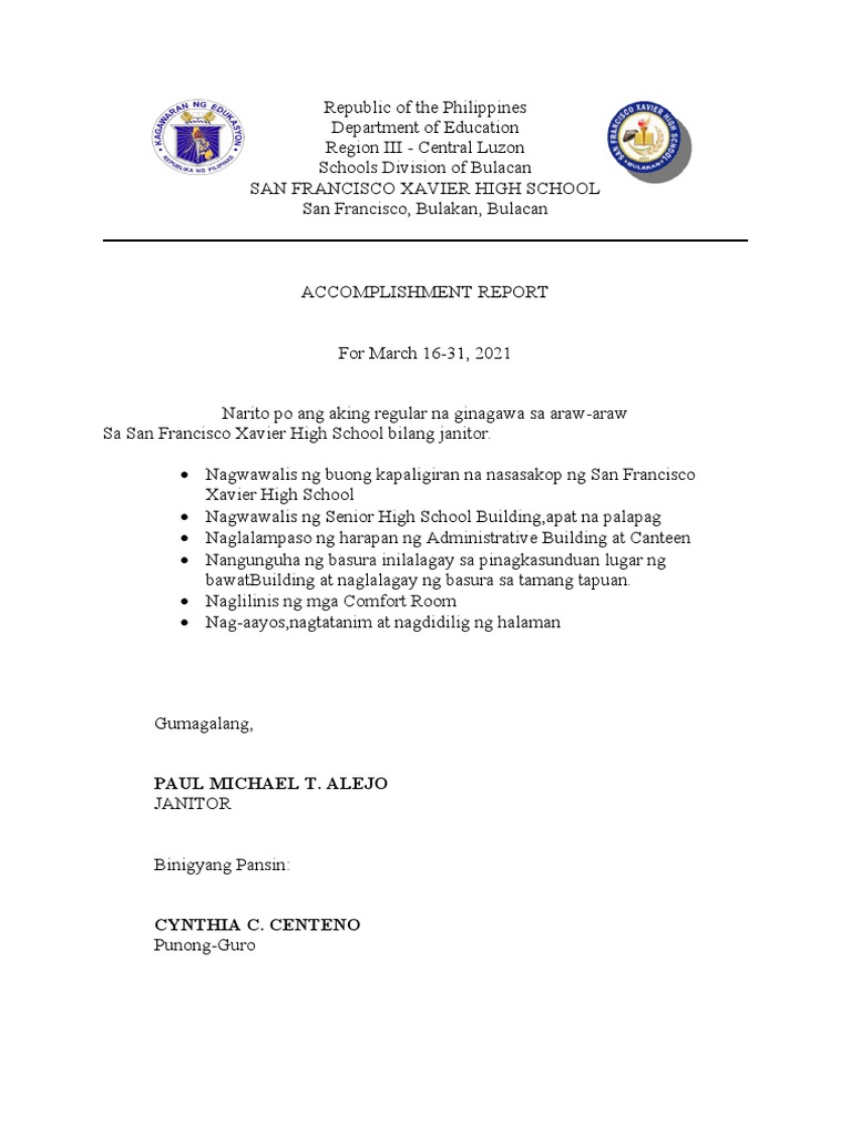 Accomplishment Report - NUTRITION MONTH 20202021 | PDF