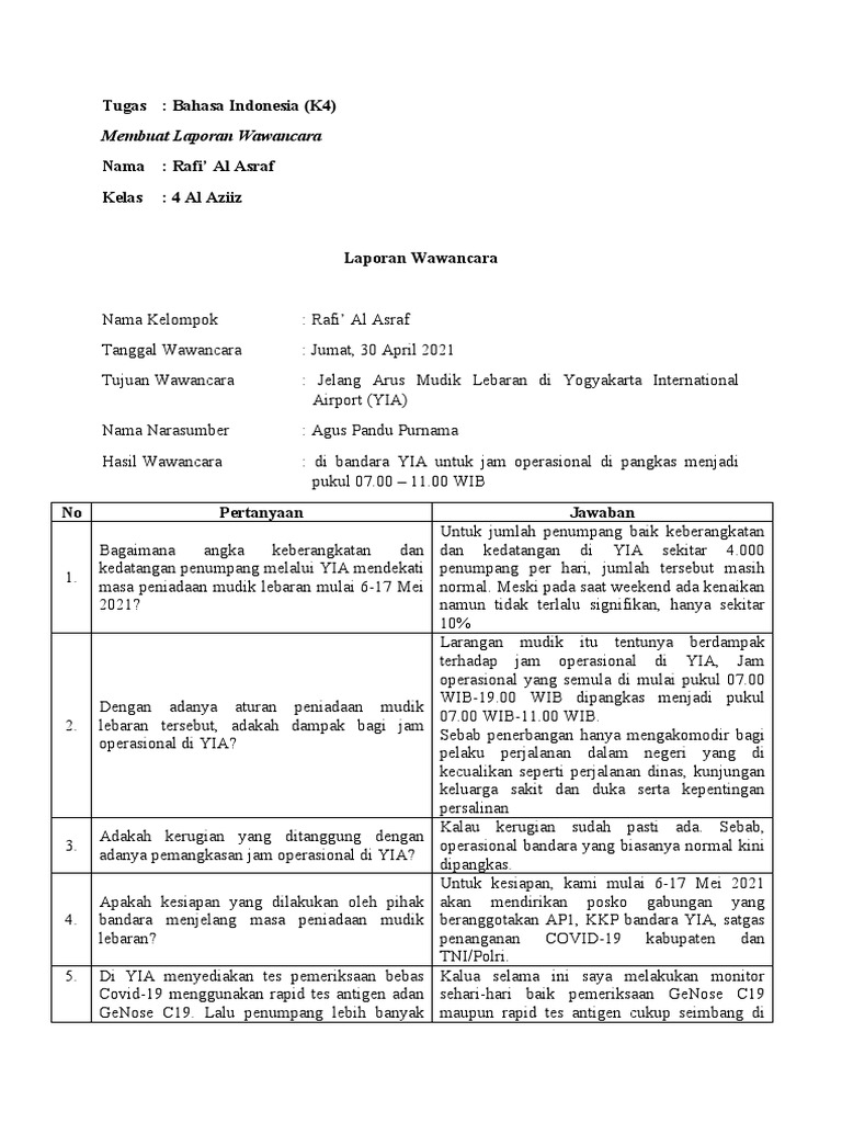 Laporan Wawancara | PDF