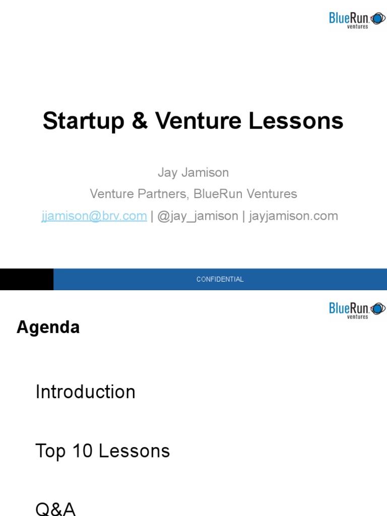 Startup & Venture Lessons: Jay Jamison Venture Partners, Bluerun ...