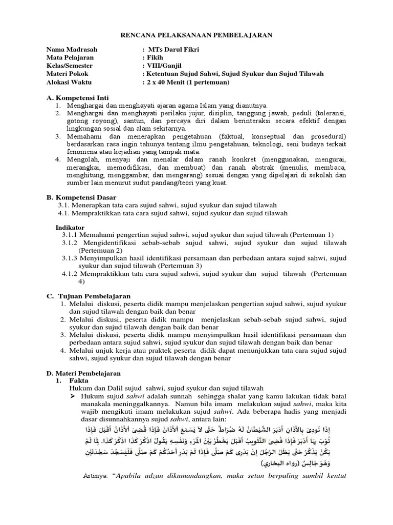 RPP 1 Fikih | PDF | Karier & Perkembangan