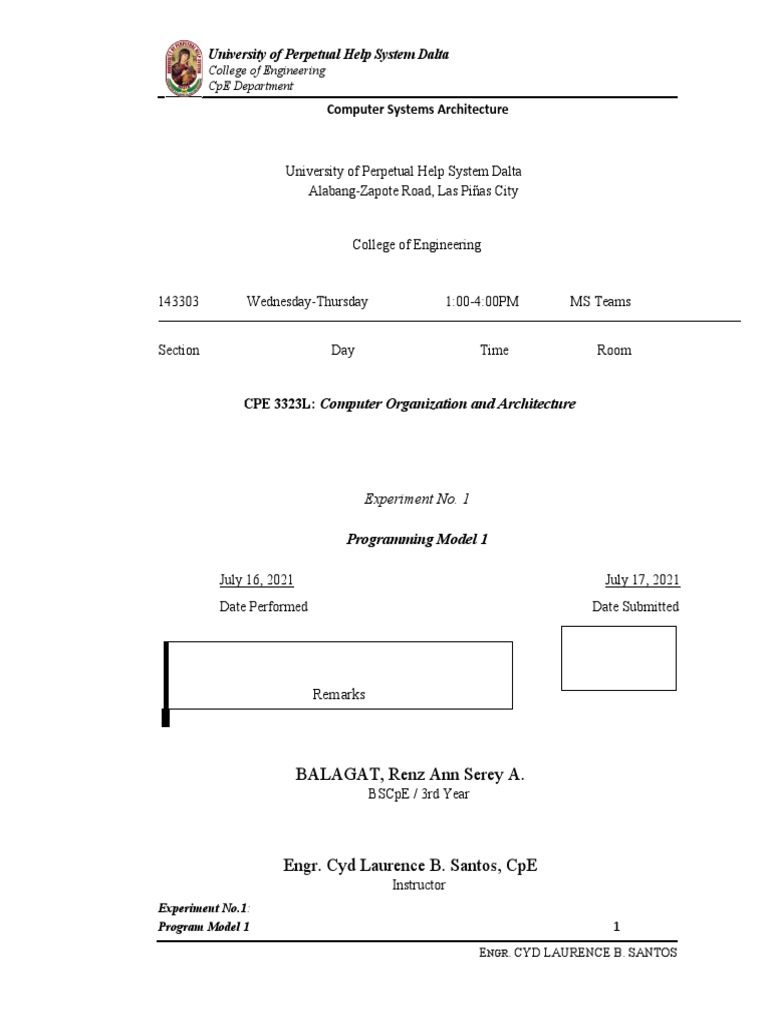 Csa Lab 1 | Download Free PDF | Central Processing Unit | Computer Science