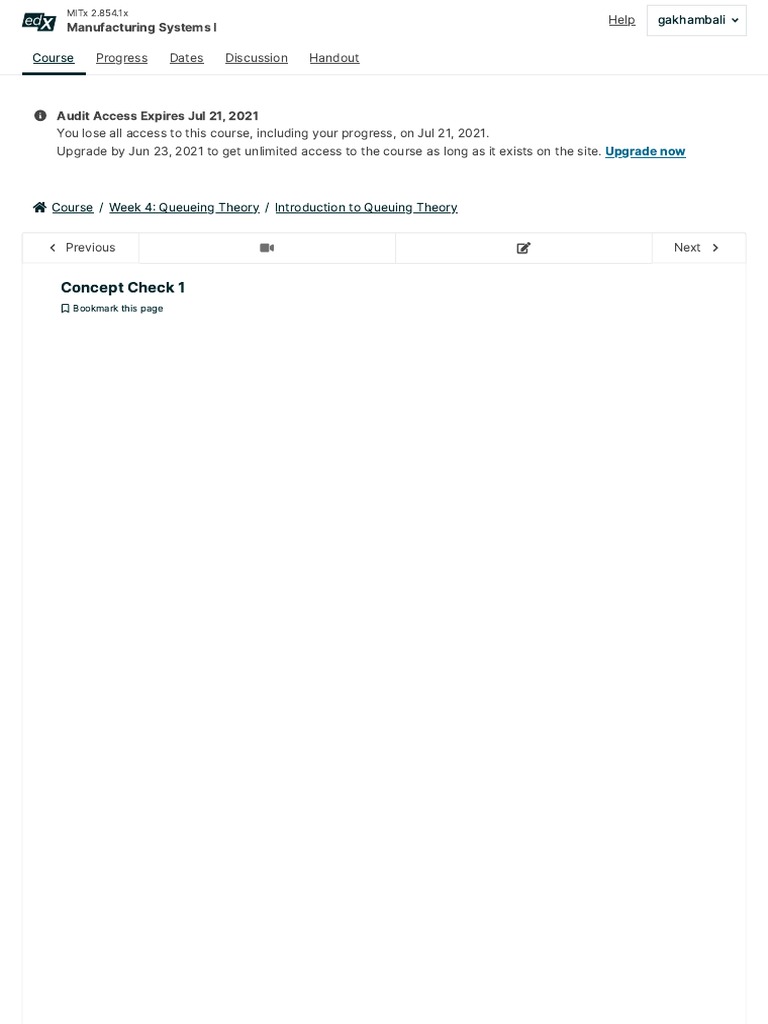 4-1 Introduction To Queuing Theory - Week 4 - Queueing Theory - Manufacturing Systems I - Edx ...