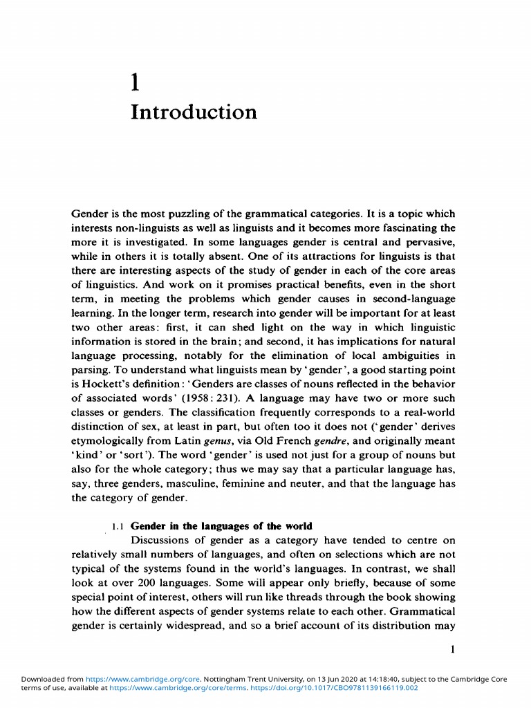 L.L Gender in The Languages of The World | Download Free PDF ...