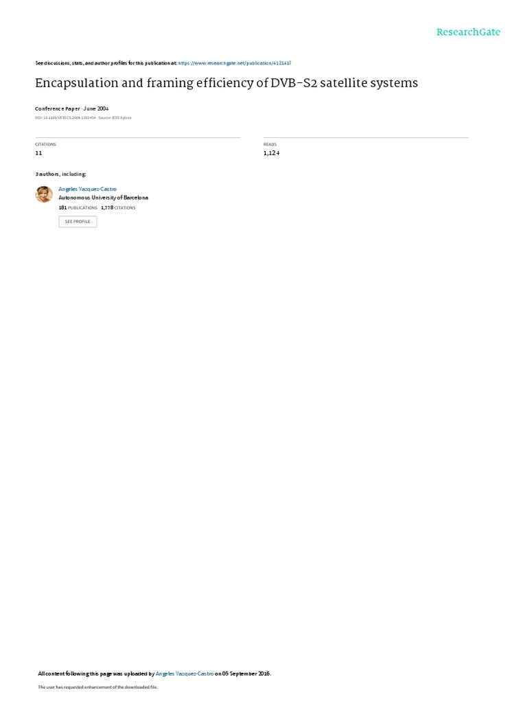 DVB-S2 Satellite Systems Efficiency | PDF | Network Packet ...
