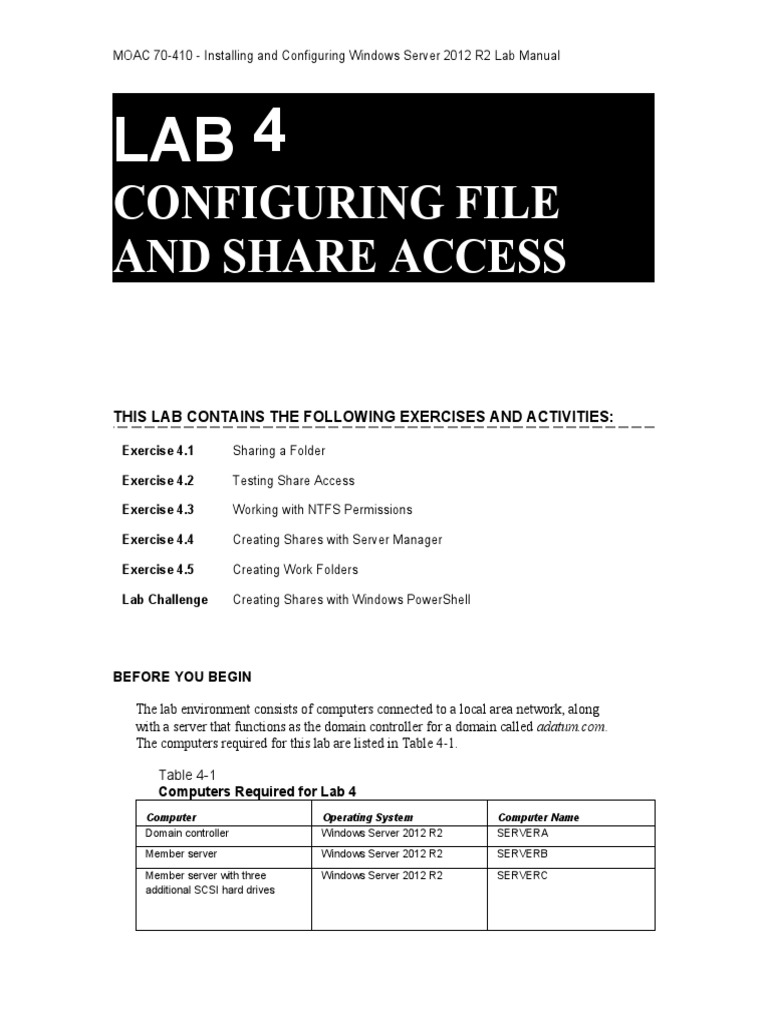 Lab 4 Configuring File and Share Access | PDF | Computer File | Operating System Families