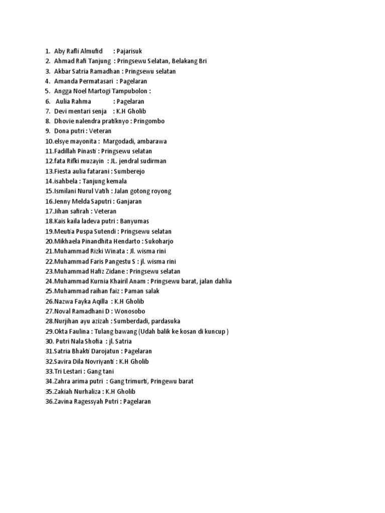 Data Penjas XI IPA 2 | PDF | Griya & Taman | Sains & Matematika