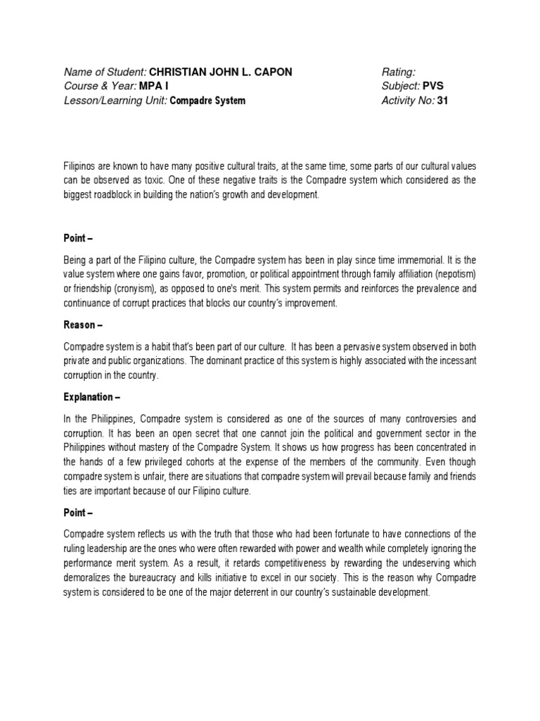 Compadre System - Comment | PDF