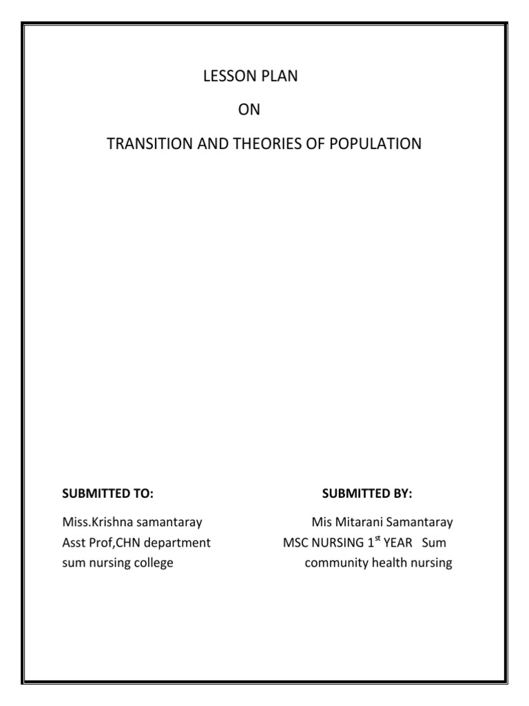 Population Transition Theories Lesson Plan | PDF | Lesson Plan | Population