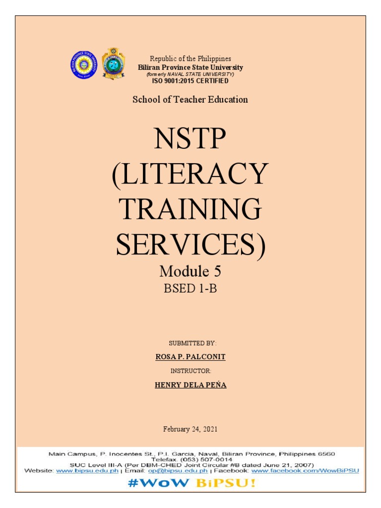 NSTP (Literacy Training Services) : Bsed 1-B | PDF | Numbers | Real Number