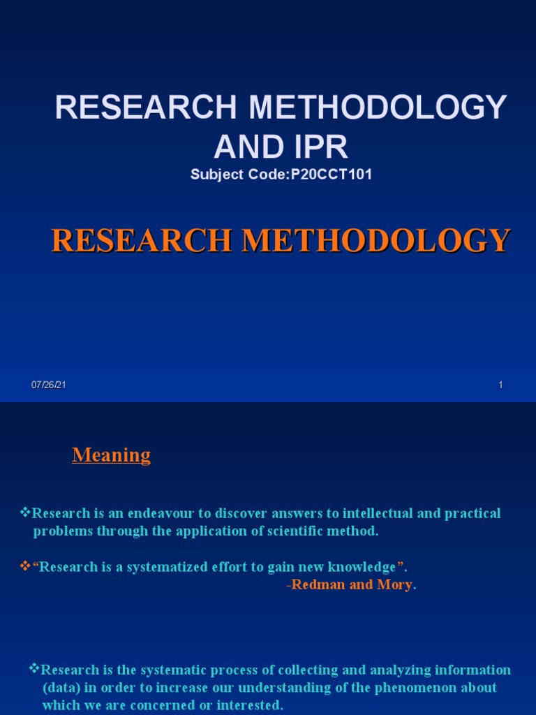 RM and IPR Unit I | PDF | Hypothesis | Scientific Method