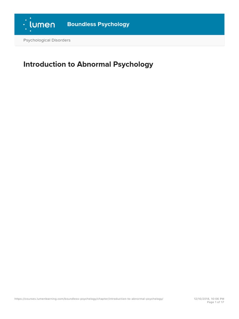 Introduction To Abnormal Psychology Boundless Psychology | PDF ...