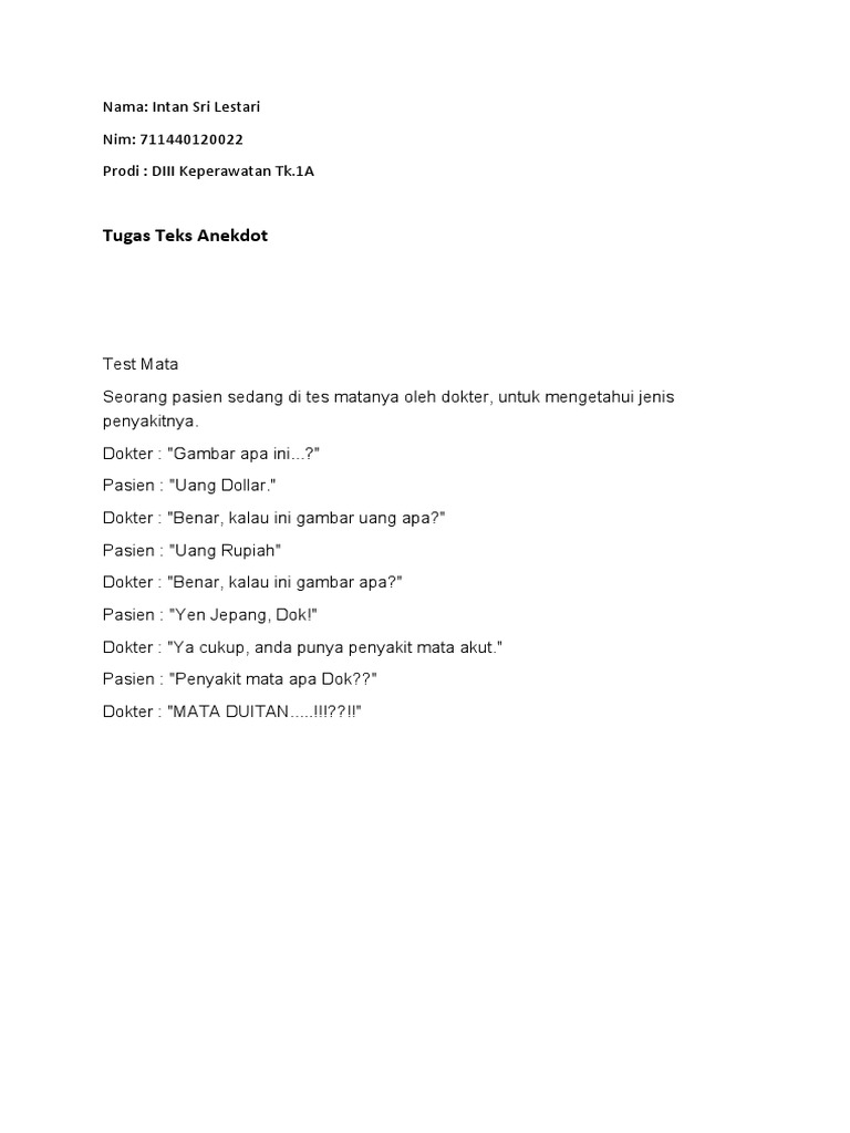 Tugas Teks Anekdot | PDF | Sains & Matematika