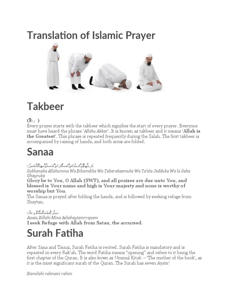 Islamic Prayer Translation Guide | PDF | Takbir | Surah