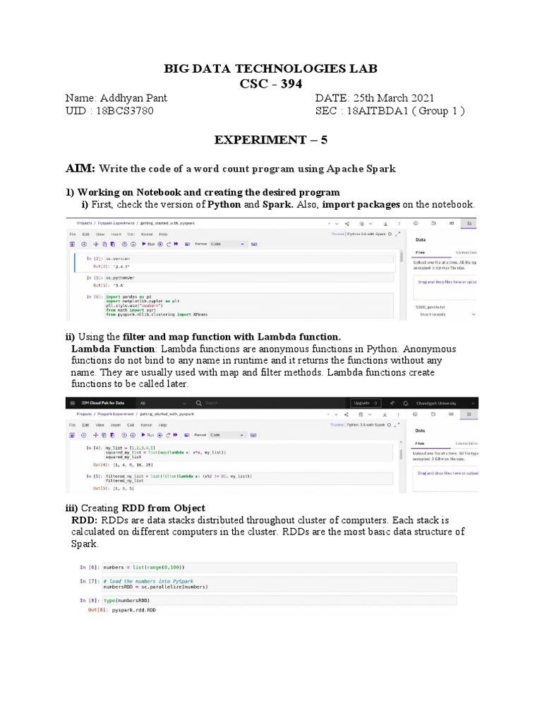Big Data Technologies Lab | PDF | Apache Spark | Anonymous Function