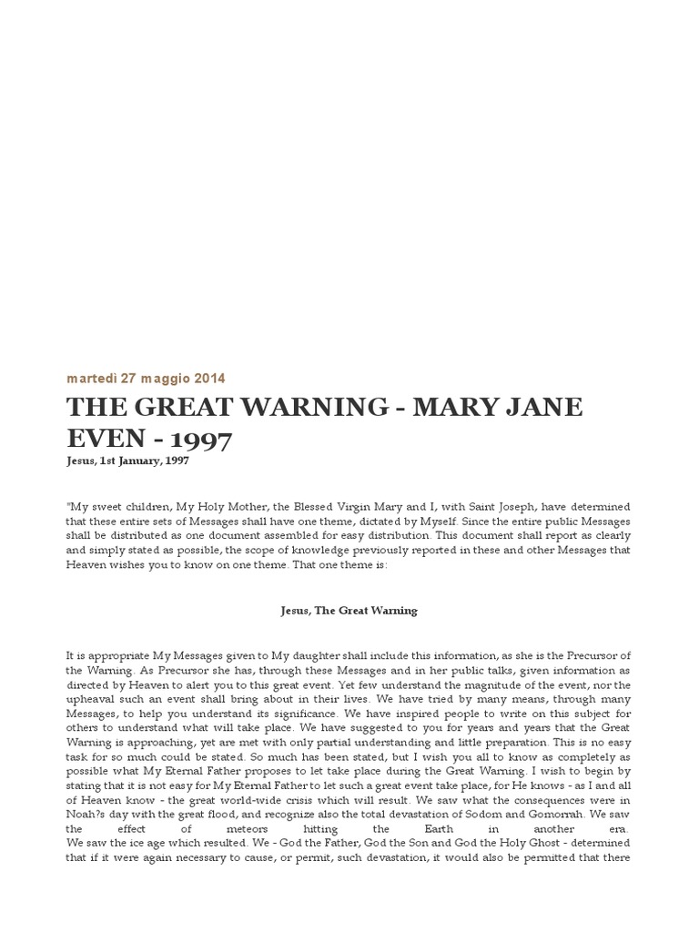 The Great Warning - Mary Jane Even - 1997 | PDF | Hell | Confession ...