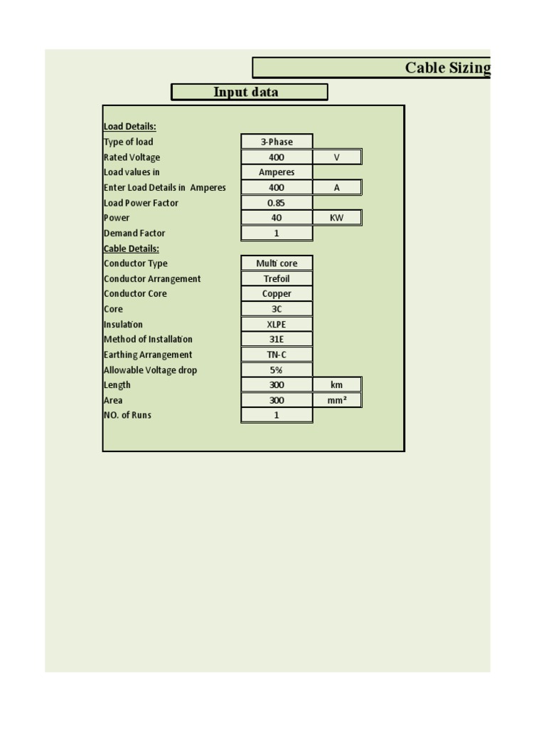 3-Phase Cable Sizing Calculation Guide | PDF | Computers