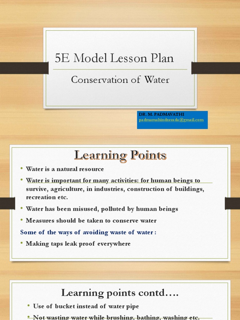 5E Model Lesson Plan: Conservation of Water | PDF | Irrigation | Water