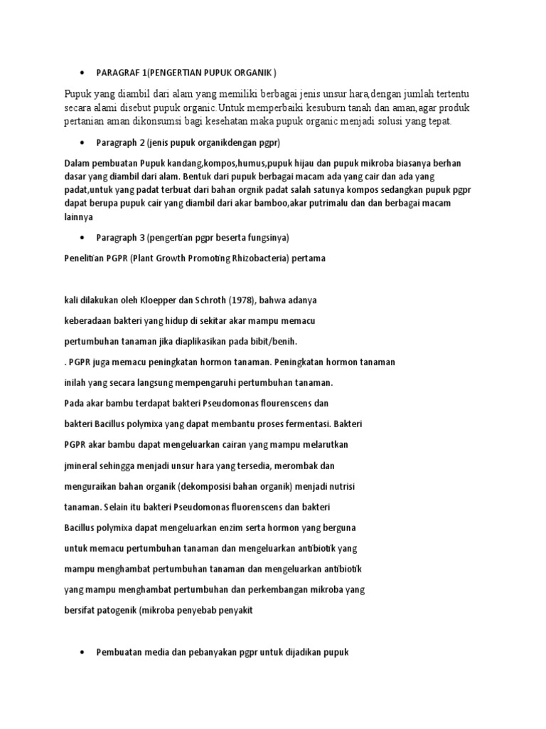 Latar Belakang Laporan Pembuatan PGPR | PDF