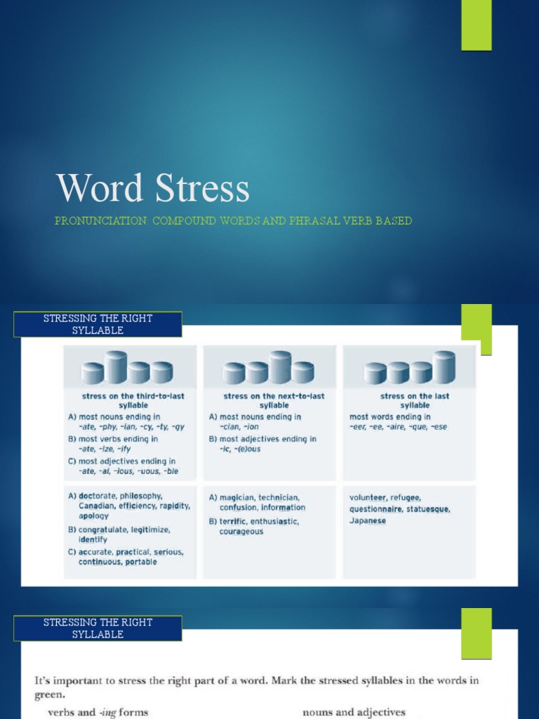 Word Stress - Compound Nouns and From Phrasal Verbs | PDF