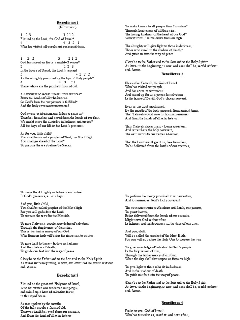 Benedictus and Magnificat | PDF | Mercy | Salvation