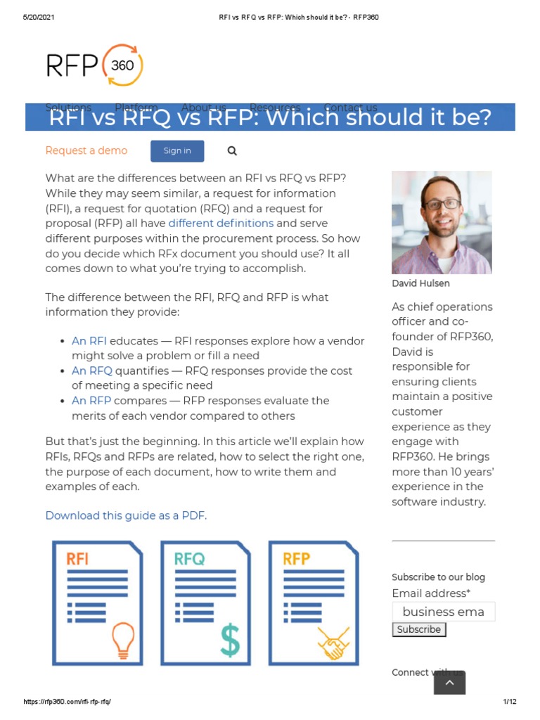 RFI Vs RFQ Vs RFP - Which Should It Be - RFP360 | PDF | Request For ...