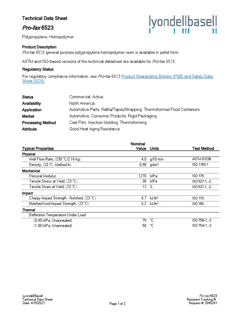 Technical Data Sheet - ISO | PDF | Strength Of Materials | Materials