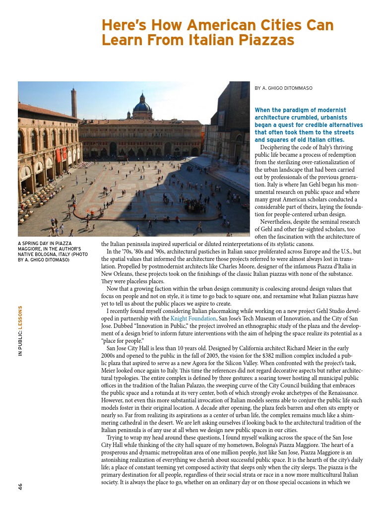 Here's How American Cities Can Learn From Italian Piazzas | PDF | Italy ...