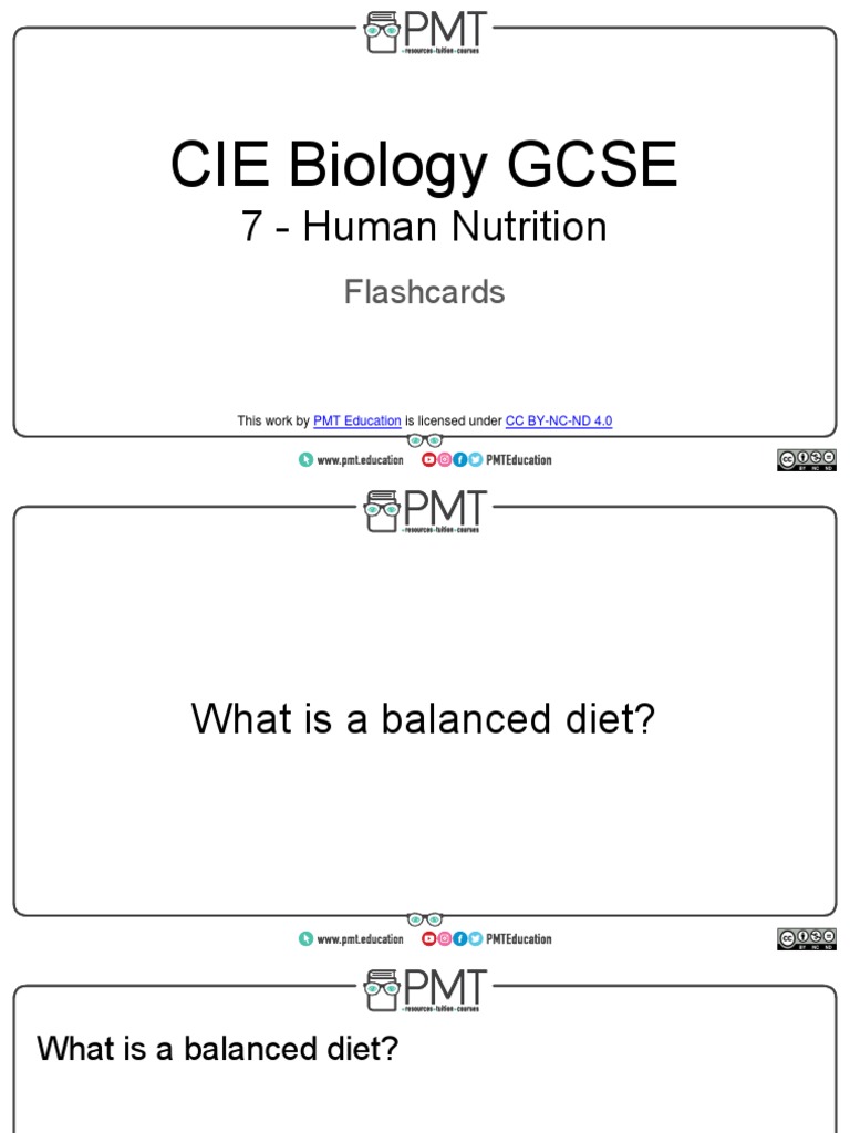 Flashcards - Topic 7 Human Nutrition - CAIE Biology IGCSE | PDF | Human ...