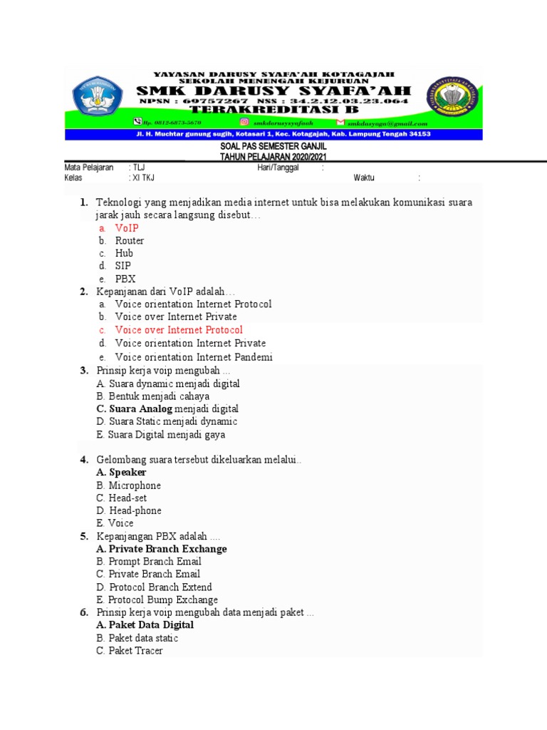 Soal TLJ Semester Genap 2021 | PDF | Komputer | Teknologi & Rekayasa