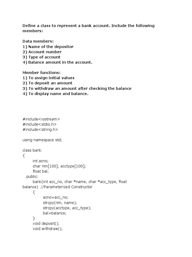 Bank Account Class Implementation | PDF | Computers