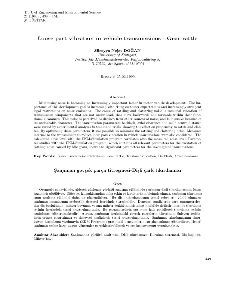 Minimizing Gear Rattle in Transmissions | PDF | Gear | Transmission ...