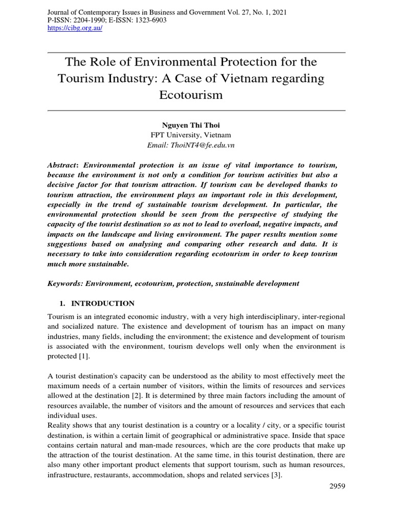 Ecotourism and Environmental Protection in Vietnam | PDF | Tourism ...