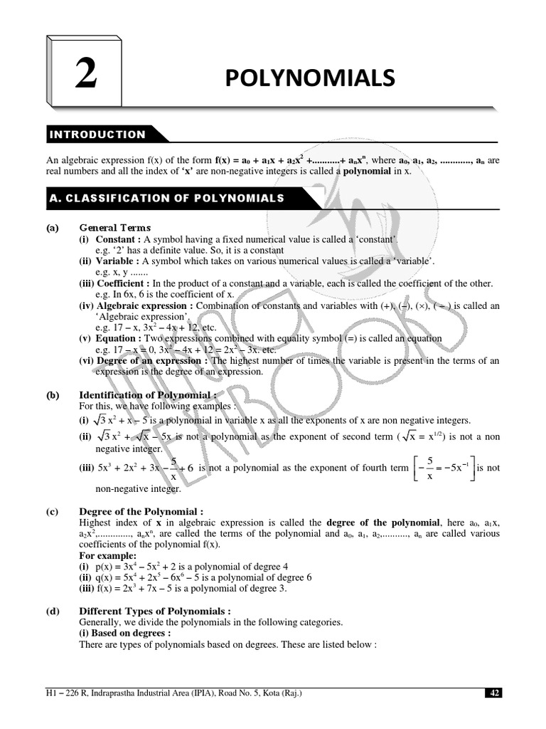 POLYNOMIALS (Final Done) | PDF | Polynomial | Factorization