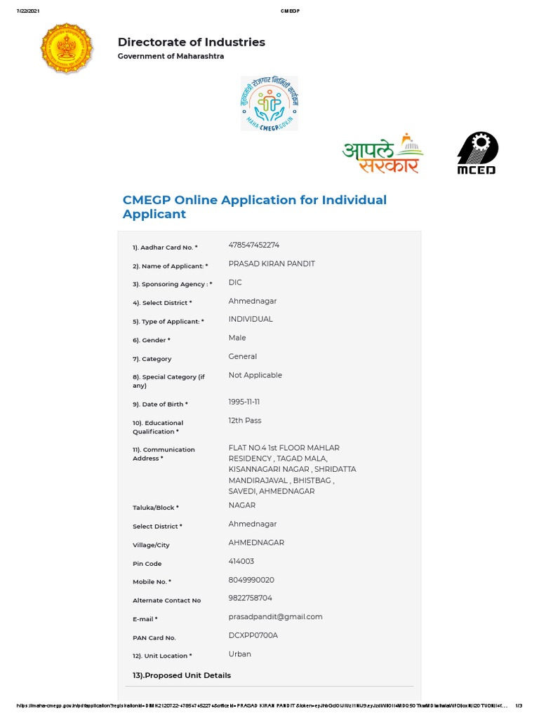 CMEGP Online Application For Individual Applicant: Directorate of ...
