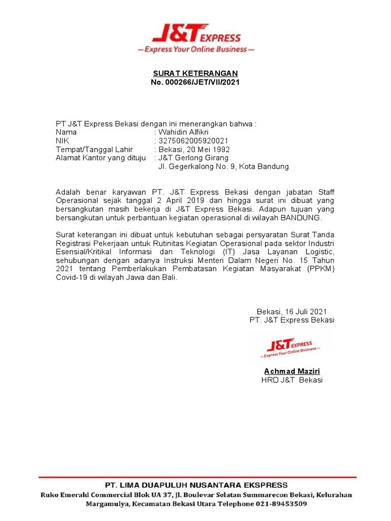 Surat Dinas JNT Good | PDF