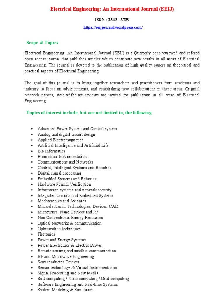 EEIJ: Electrical Engineering Journal | PDF | Computers | Technology ...